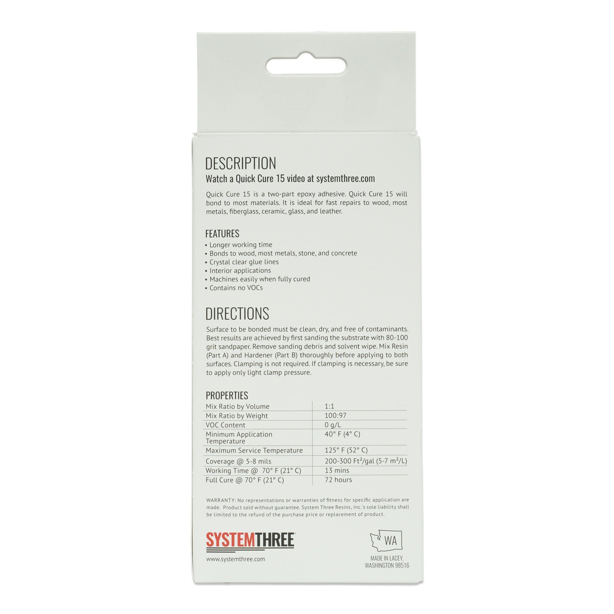 Quick Cure-15 | 15 Minute Epoxy Glue - System Three Resins